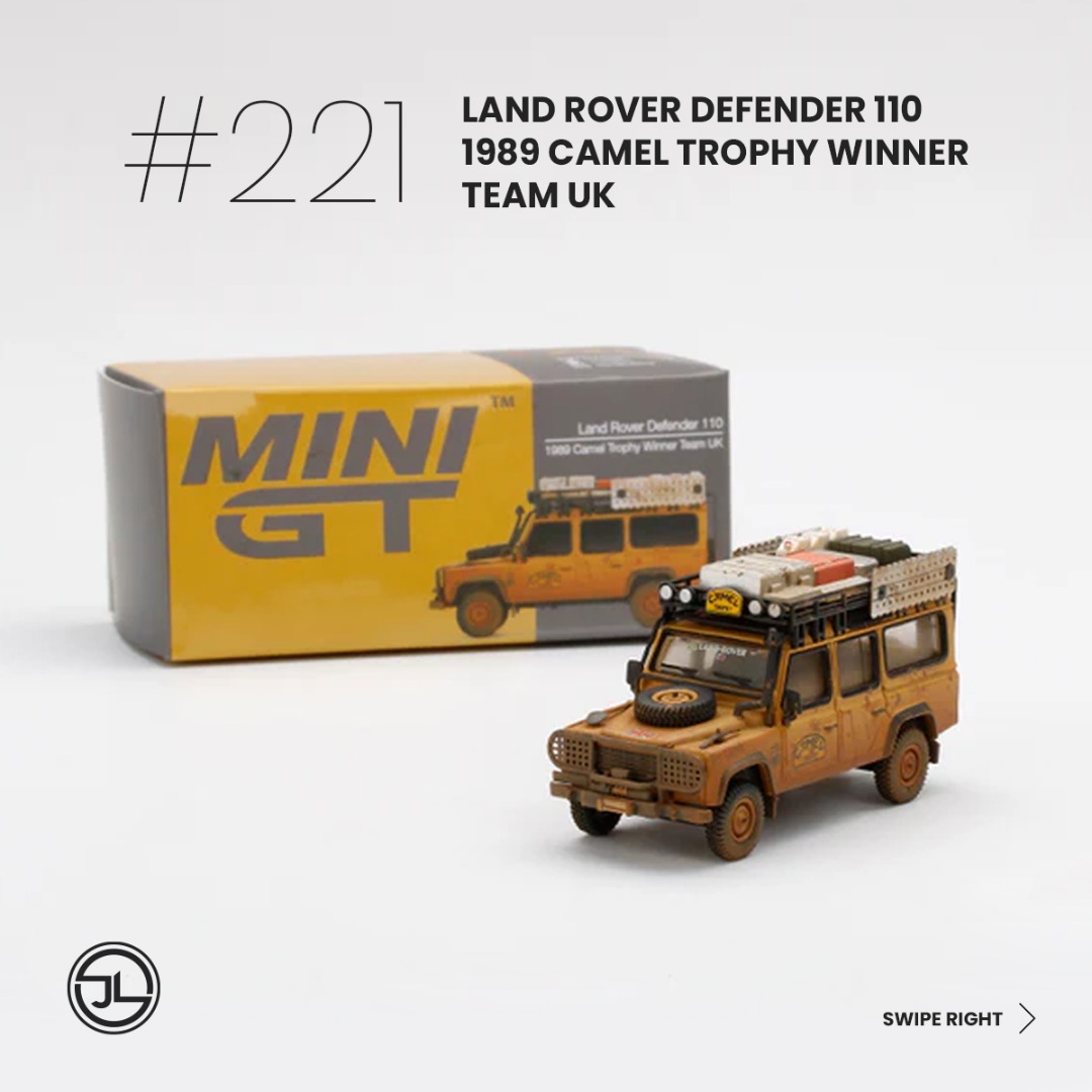 MINI GT - #221 LAND ROVER DEFENDER 110 TEAM UK 1989 CAMEL TROPHY WINNER ...