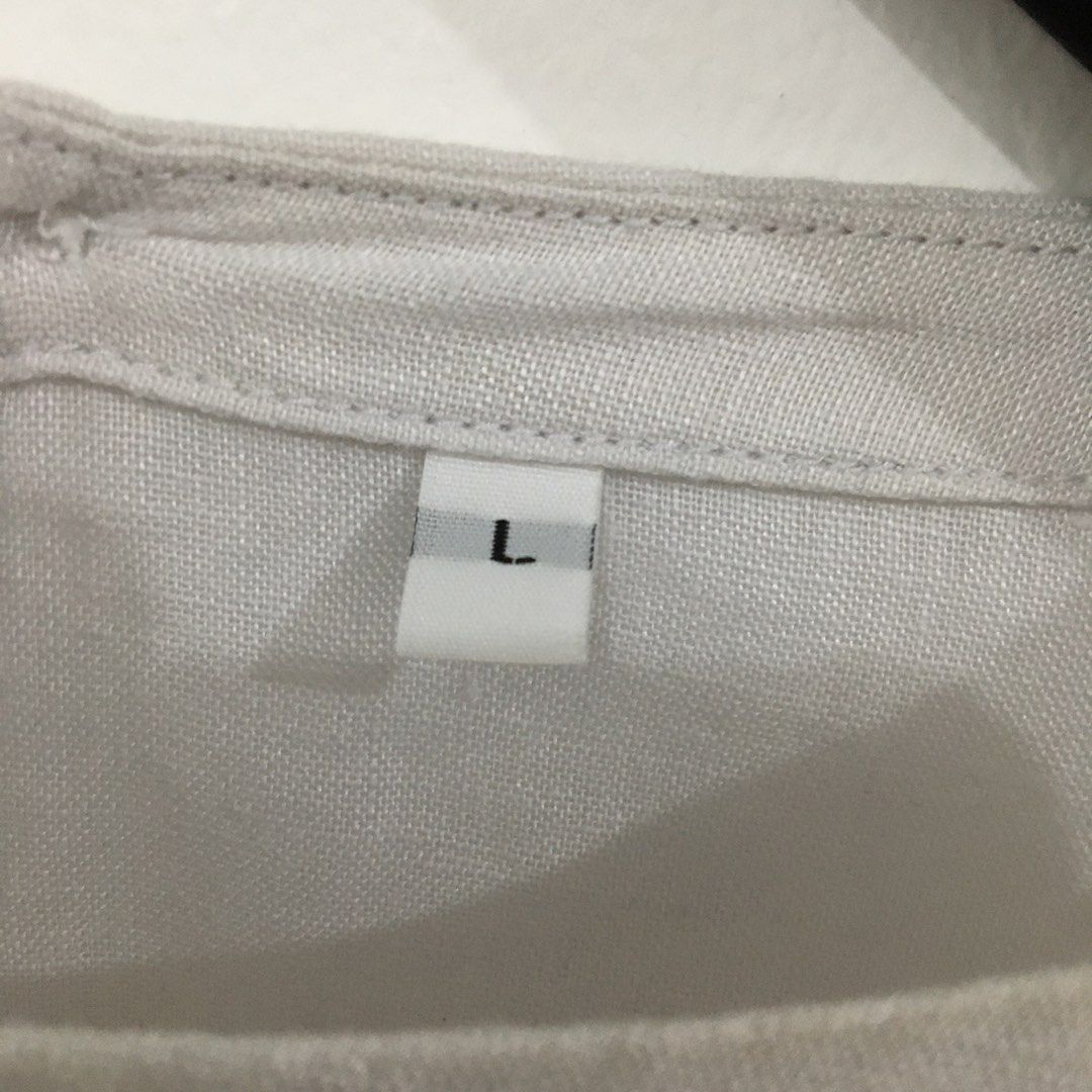 Muji 100% Linen Light Grey Artisans Tops on Carousell