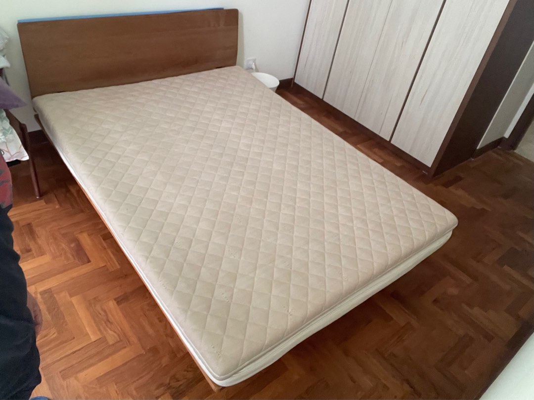 Muji queen size bed frame with mattress, Furniture & Home Living ...