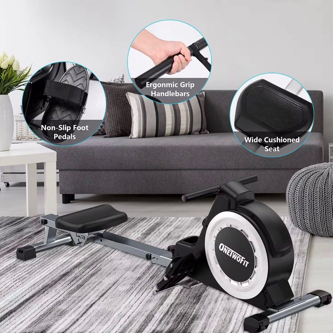 OneTwoFit Foldable Rowing Machine, Sports Equipment, Exercise & Fitness ...