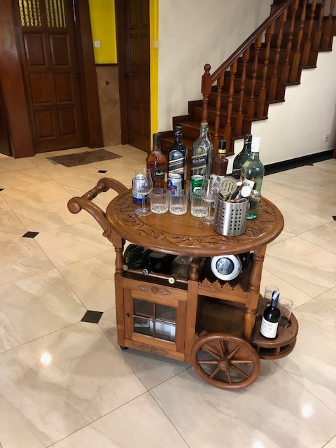 Portable Trolley bar teak wood , Furniture & Home Living, Home Decor ...