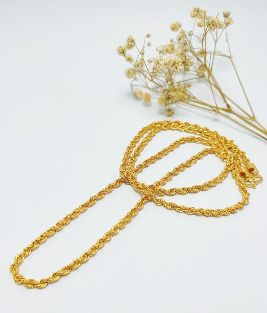 Rantai Leher Emas 916, Women's Fashion, Jewelry & Organisers, Necklaces ...