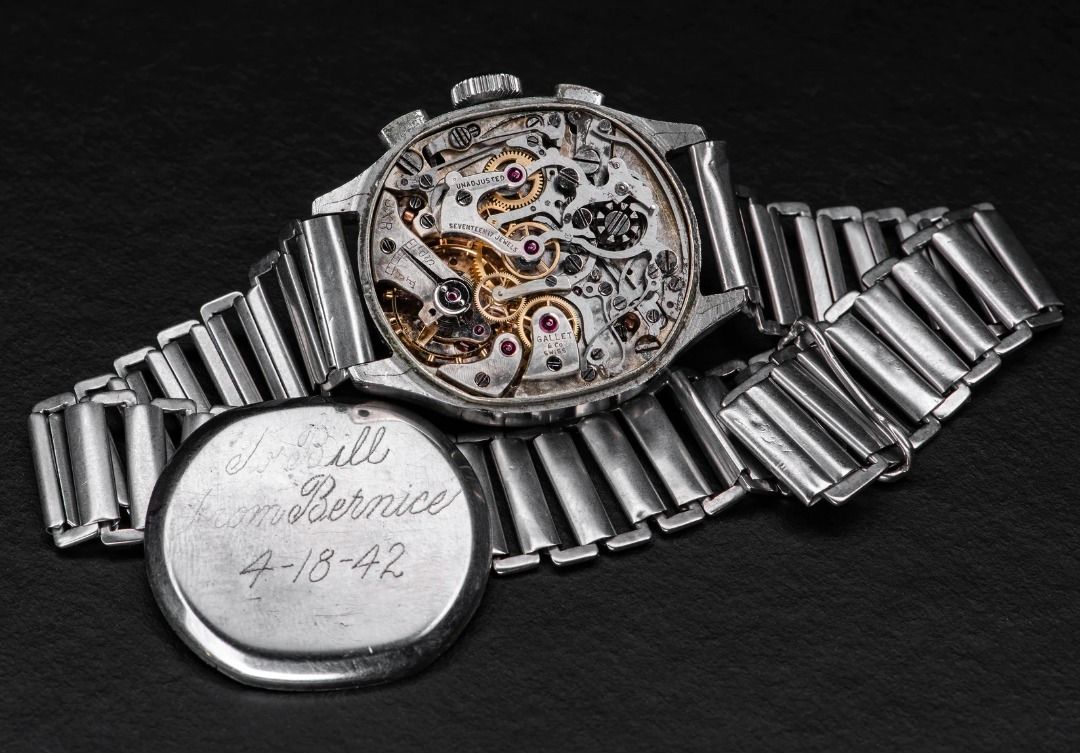 Rare 1940's GALLET Commander Gilt Dial Chronograph - Mint condition ...