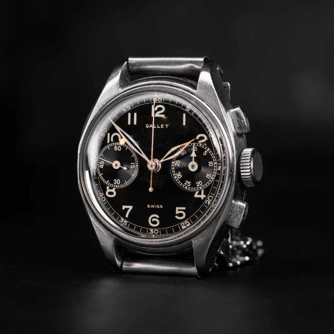 Rare 1940's GALLET Commander Gilt Dial Chronograph - Mint condition ...