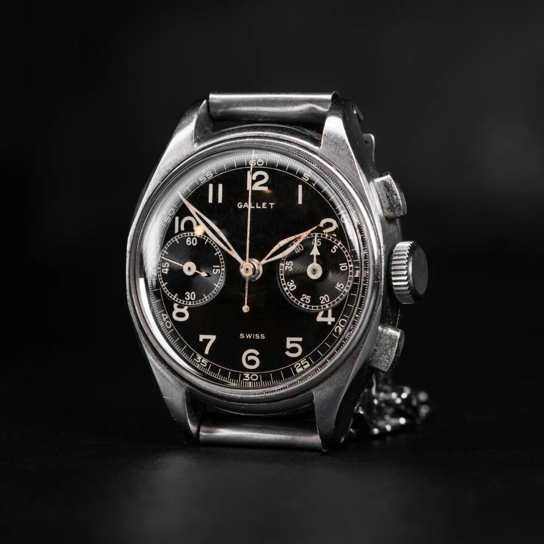 Rare 1940's GALLET Commander Gilt Dial Chronograph - Mint condition ...
