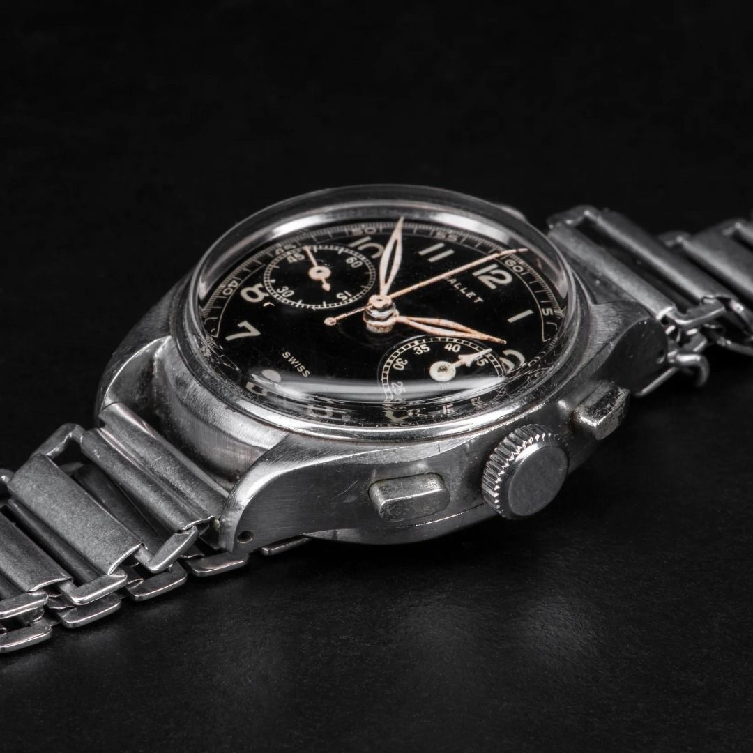 Rare 1940's GALLET Commander Gilt Dial Chronograph - Mint condition ...