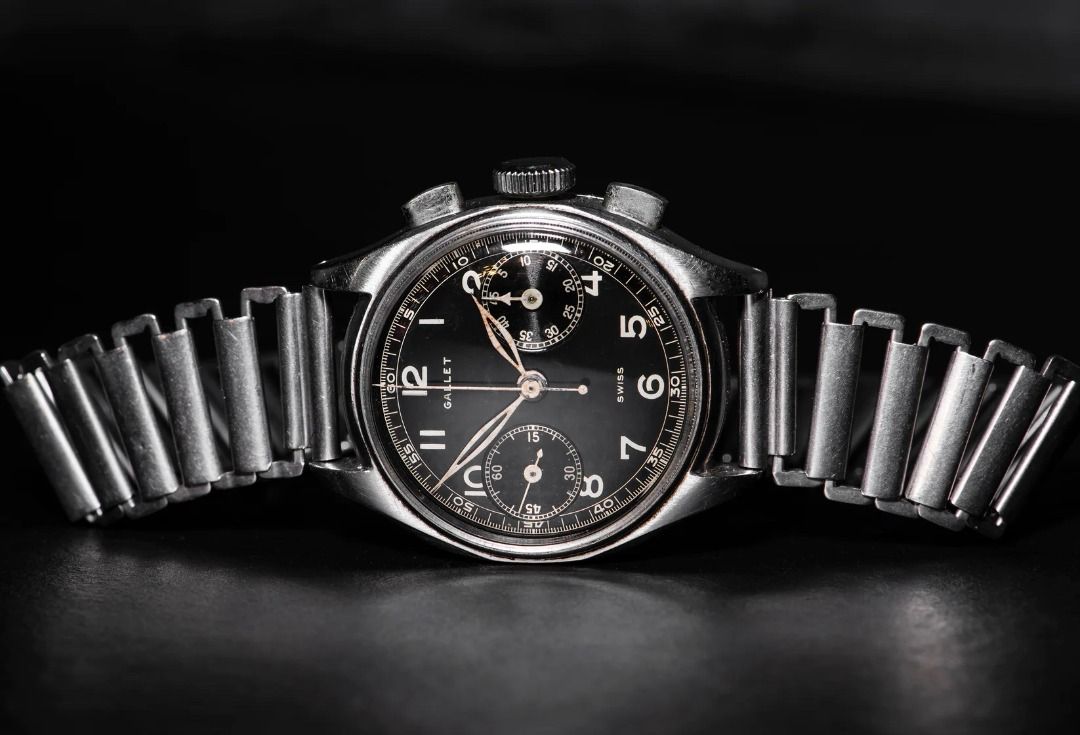 Rare 1940's GALLET Commander Gilt Dial Chronograph - Mint condition ...