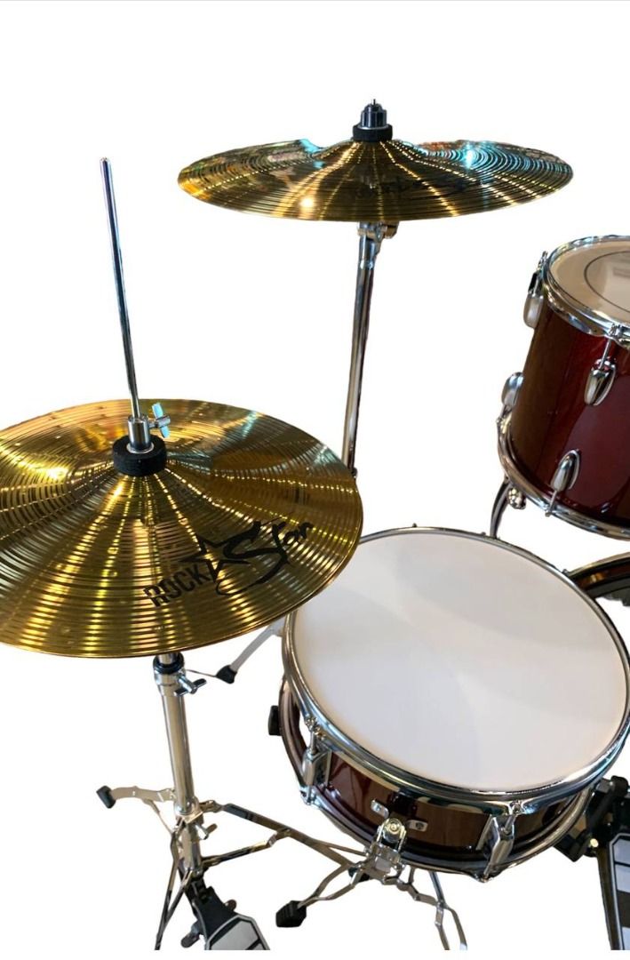 RockStar 5-Piece Drum Set w/RockStar 141620 Cymbal Set, Red, Hobbies ...