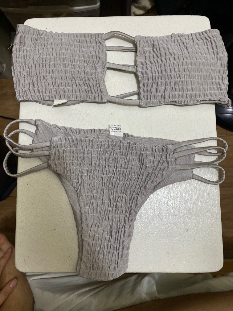 ruched string bikini two piece swimsuit on Carousell