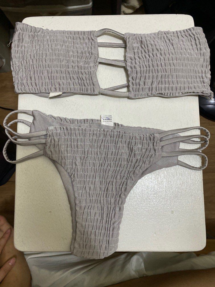 ruched string bikini two piece swimsuit on Carousell