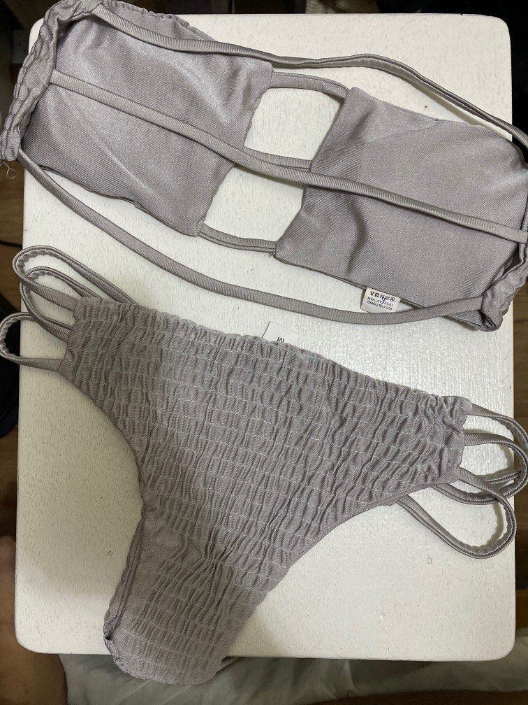 ruched string bikini two piece swimsuit on Carousell