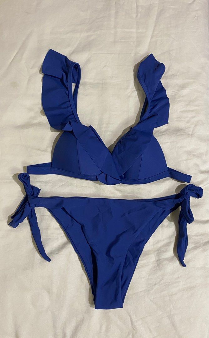 Ruffles Navy Blue Bikini, Women's Fashion, Swimwear, Bikinis ...