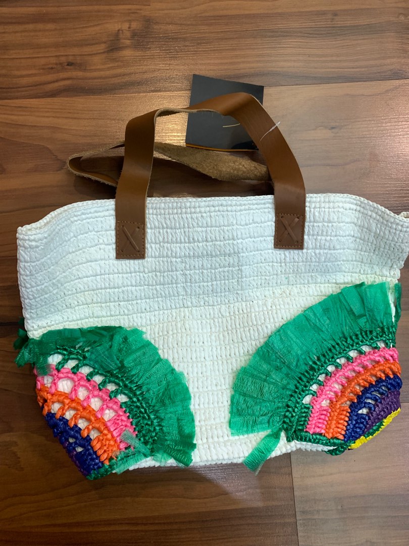 Rustan’s Tali White Woven Native Filipiniana Beach Tote Bag on Carousell