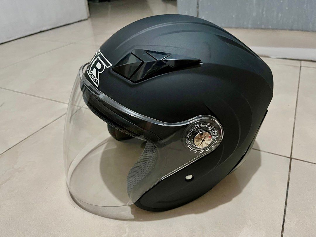 RxR titanium half face helmet matte black on Carousell