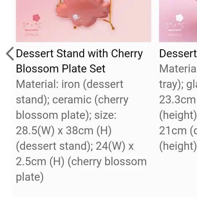 Sanrio Hello Kitty Cherry Blossom dessert stand and plate set, Hobbies ...