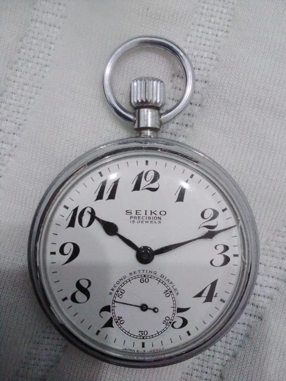 Seiko Precision 15 Stones 9119-0020 Pocket Watch, Luxury, Watches on Carousell