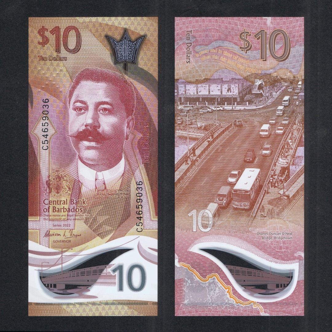 SET 2022 BARBADOS 2 5 10 20 DOLLARS POLYMER P-80 81 82 83 UNC ...