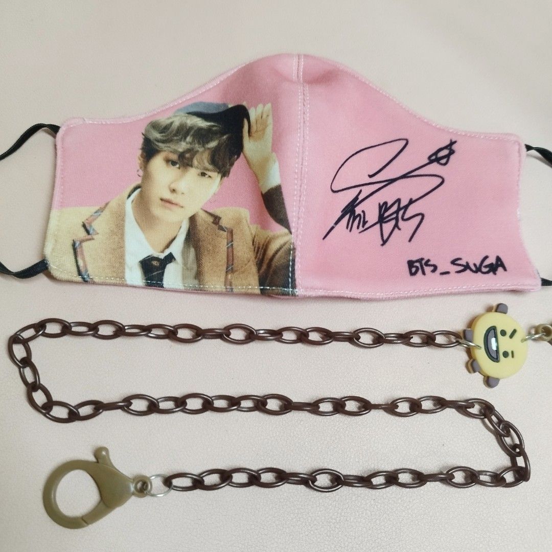 Set of BTS Suga Yoongi mask and lanyard on Carousell