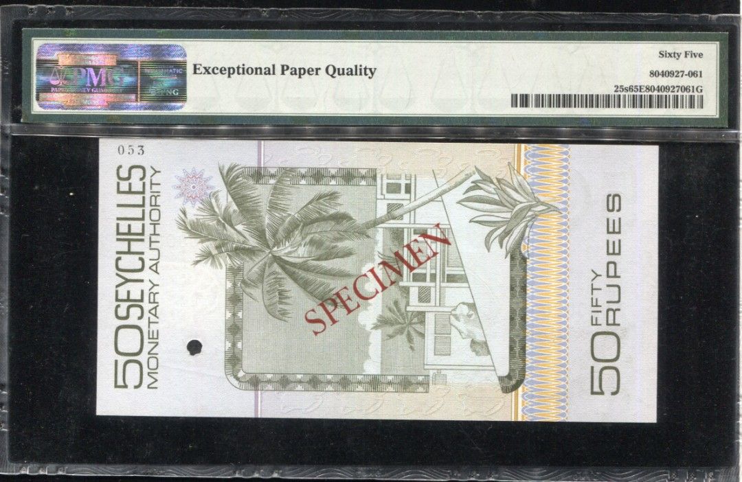 SEYCHELLES 1979 50 RUPEES SPECIMEN PMG 65EPQ, Hobbies & Toys ...