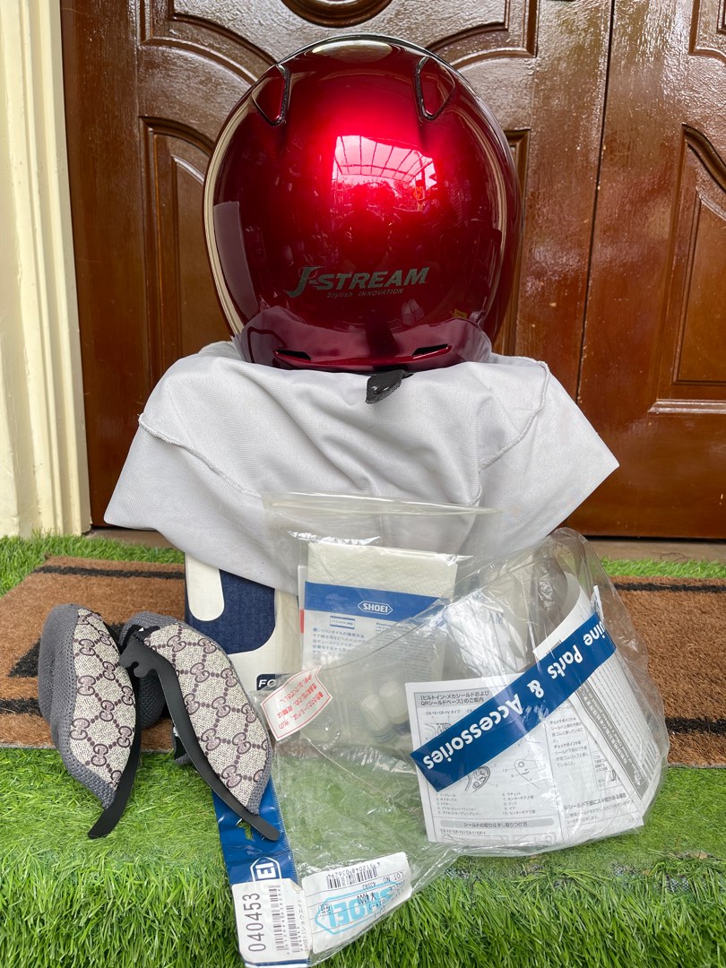 Shoei Jstream Wine Red Original, Motorcycles, Motorcycle Apparel on Carousell