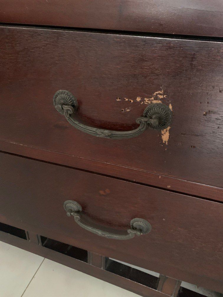 Solid wood TV Console w 4 drawers (Barang Barang), Furniture & Home ...