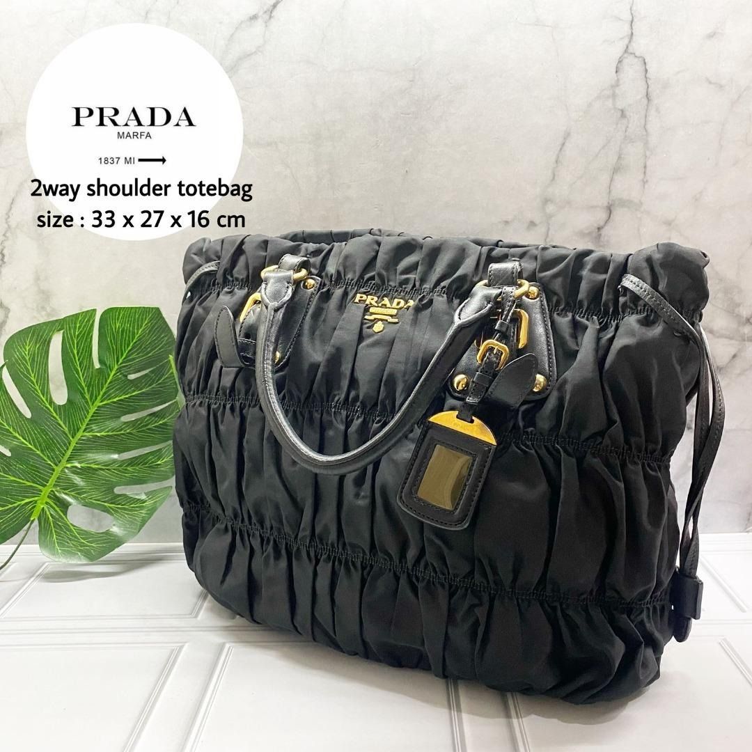 Tas Prada 2 way Black Women Shoulder Tote Hand Bag, Fesyen Wanita, Tas ...