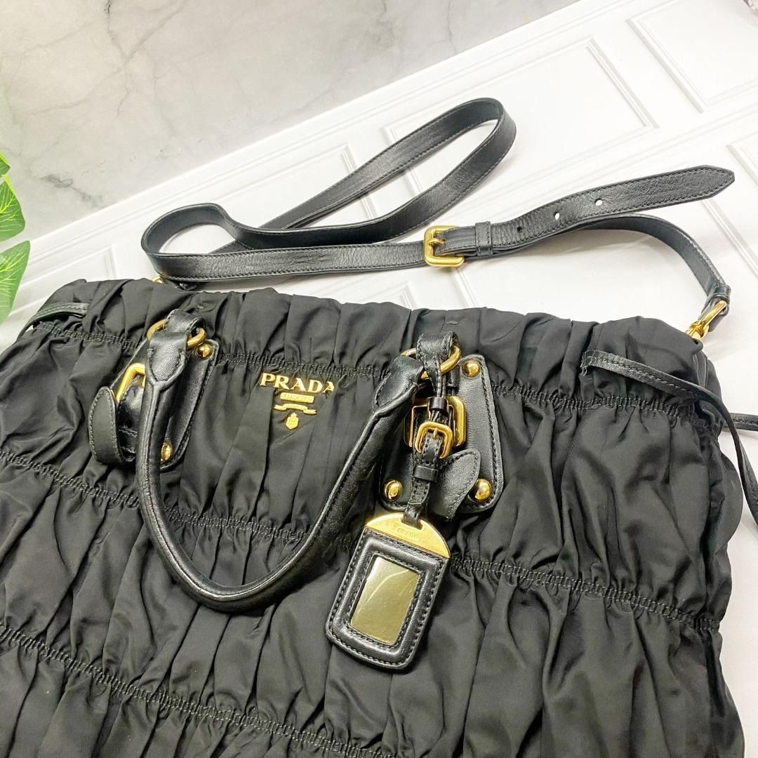 Tas Prada 2 way Black Women Shoulder Tote Hand Bag, Fesyen Wanita, Tas ...