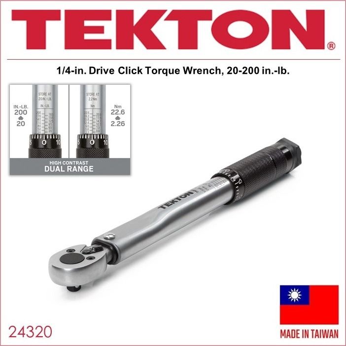 Tekton 1/4-inch Drive Click Torque Wrench, 20-200 Inch/Pound - 24320 ...