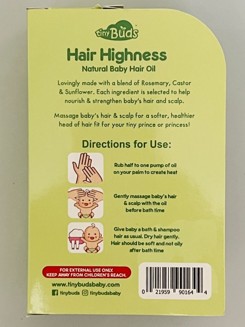 Tiny Buds Hair Highness Natural Baby Hair Oil, Babies & Kids, Bathing ...