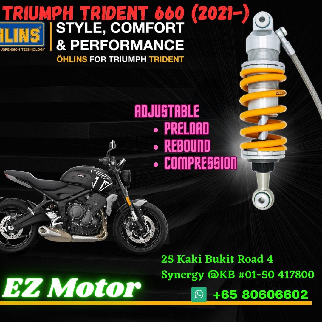 Triumph Trident 660 Ohlins Rear Suspension, Motorcycles, Motorcycle ...