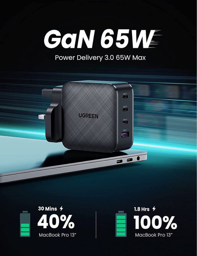 UGREEN GaN Charger 65W UK Plug, Mobile Phones & Gadgets, Mobile & Gadget Accessories, Chargers ...