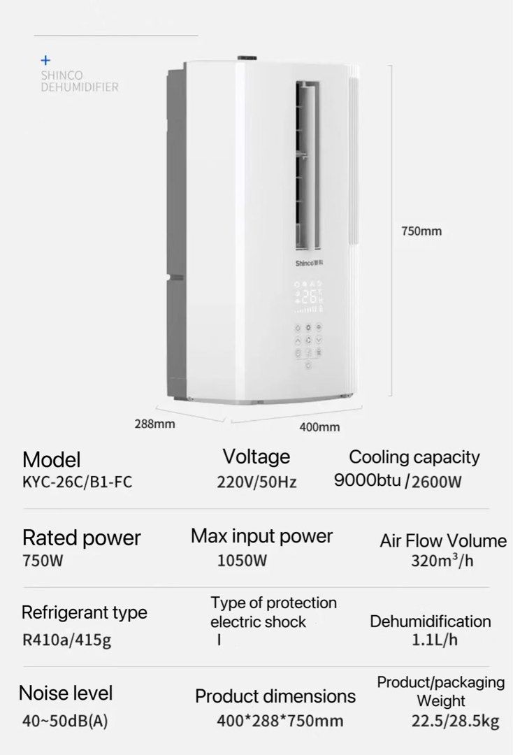 Window casement aircon Shinco 9000btu inverter casement, TV & Home ...