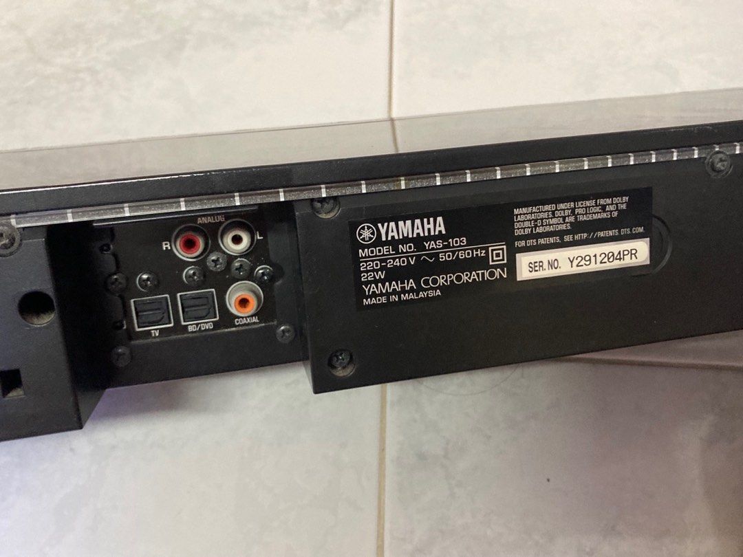 Yamaha YAS-103 Soundbar 2.0ch, Audio, Soundbars, Speakers & Amplifiers ...