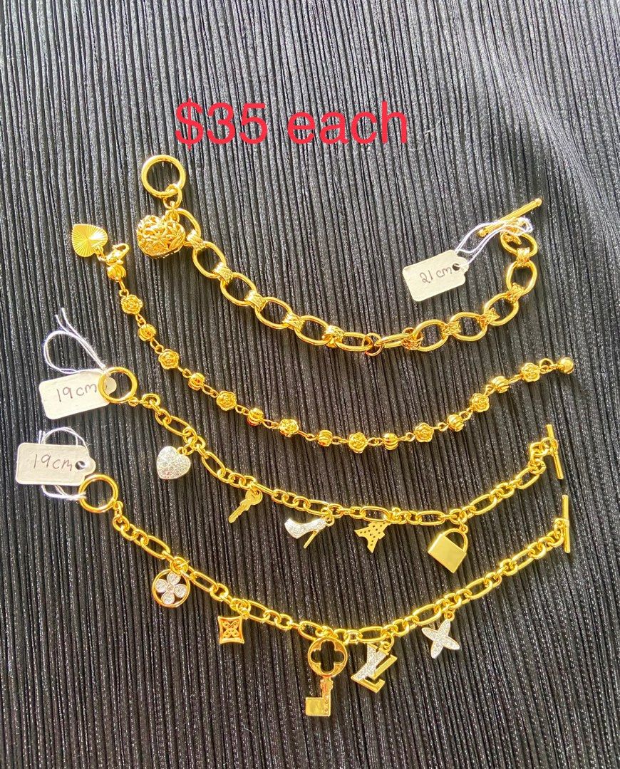 24k Gold plated dangling bracelets, Women's Fashion, Jewelry ...