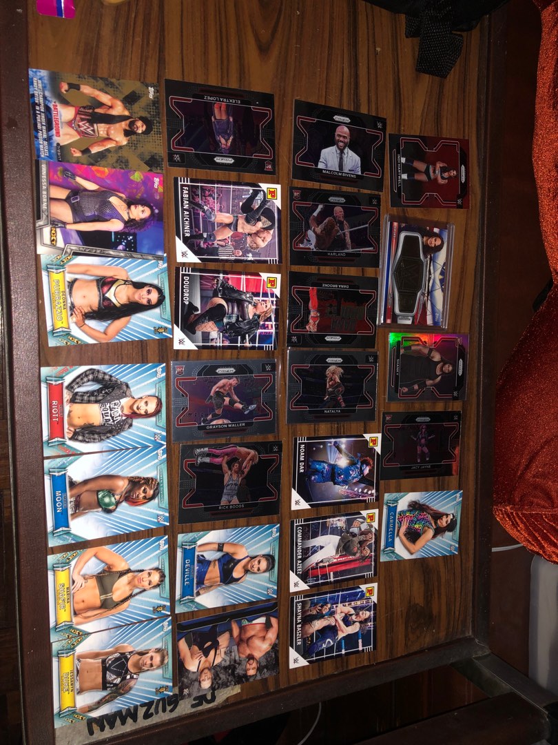 26 wwe cards with 1 memorabilia, Hobbies & Toys, Toys & Games on Carousell