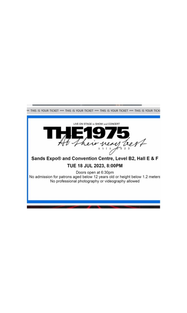 2x The 1975 Concert Ticket 18 July, Tickets & Vouchers, Event Tickets ...