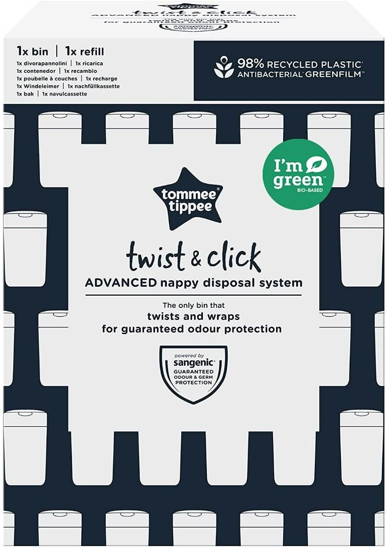 3657) Tommee Tippee Twist and Click Advanced Nappy Bin, Eco-Friendlier ...