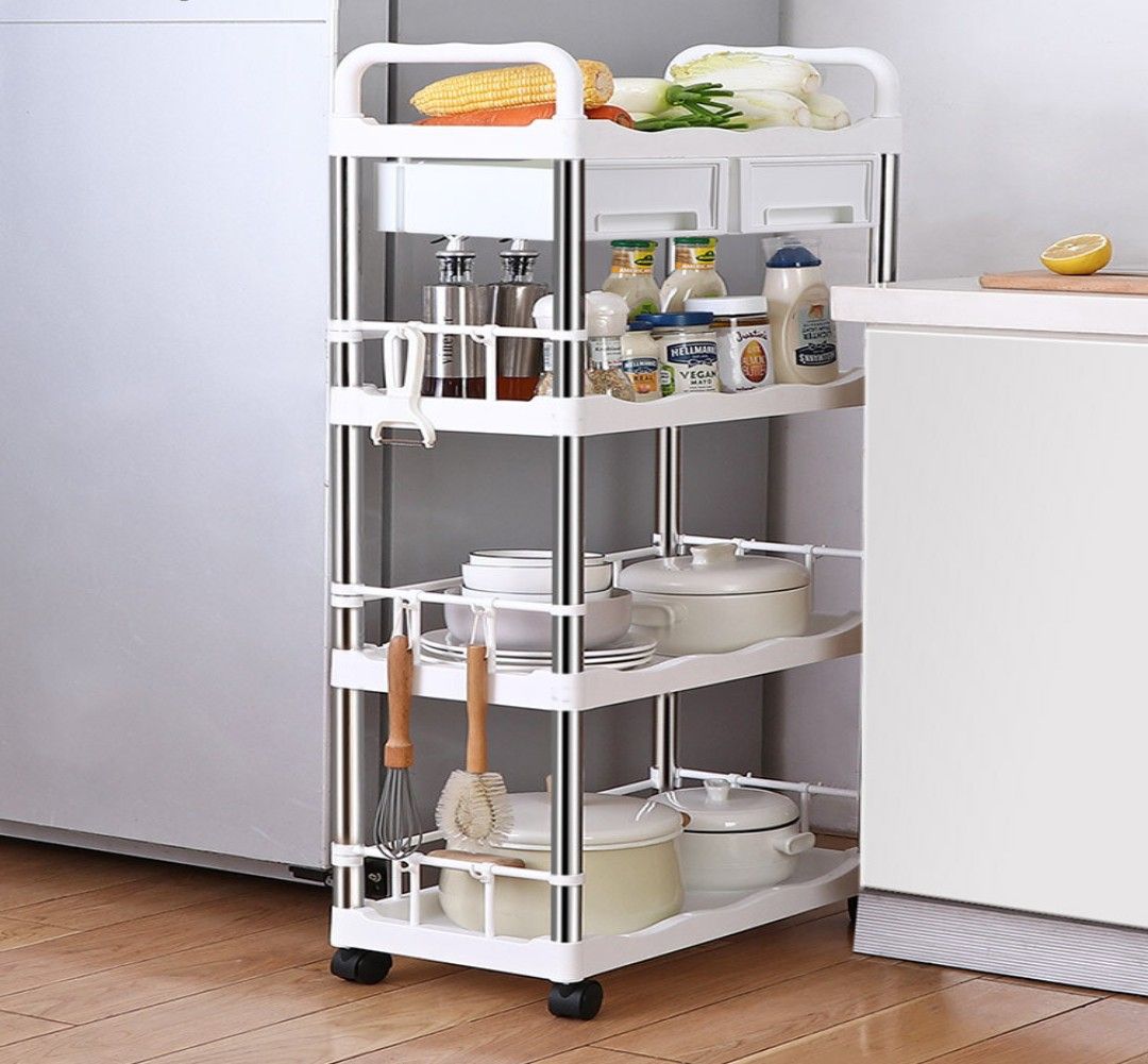 4-Tier Kitchen Rack Trolley Cart, Furniture & Home Living, Furniture ...