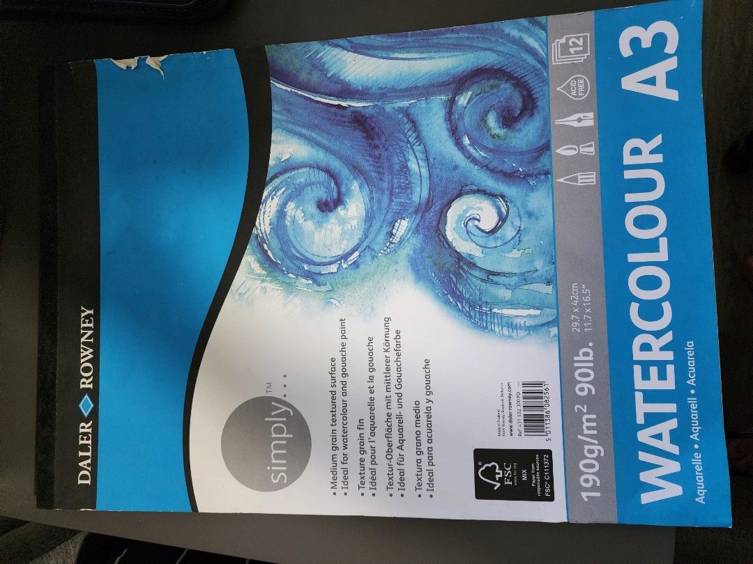 A3 Watercolour Paper, Hobbies & Toys, Stationery & Craft, Art & Prints ...