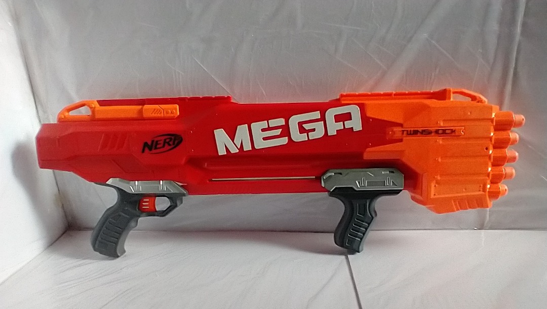 Almost New! Nerf Mega Twinshock Blaster USA, Hobbies & Toys, Toys & Games on Carousell