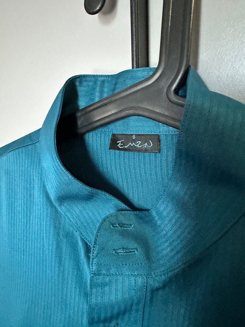 Baju Melayu EMZN in Teal Blue, Men's Fashion, Muslim Wear, Baju Melayu ...