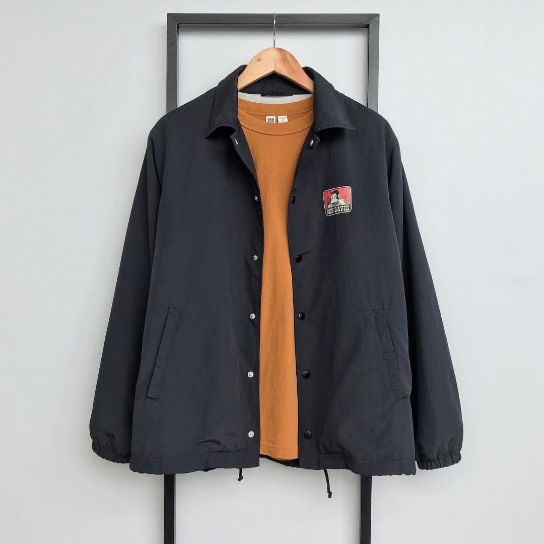 BEN DAVIS World Tour Coach Jacket Original Hitam Preloved, Fesyen Pria ...