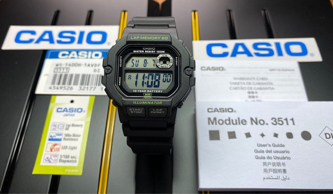 Casio Illuminator WS-1400H-1A Digital Quartz Sports Gear WS1400H-1A ...