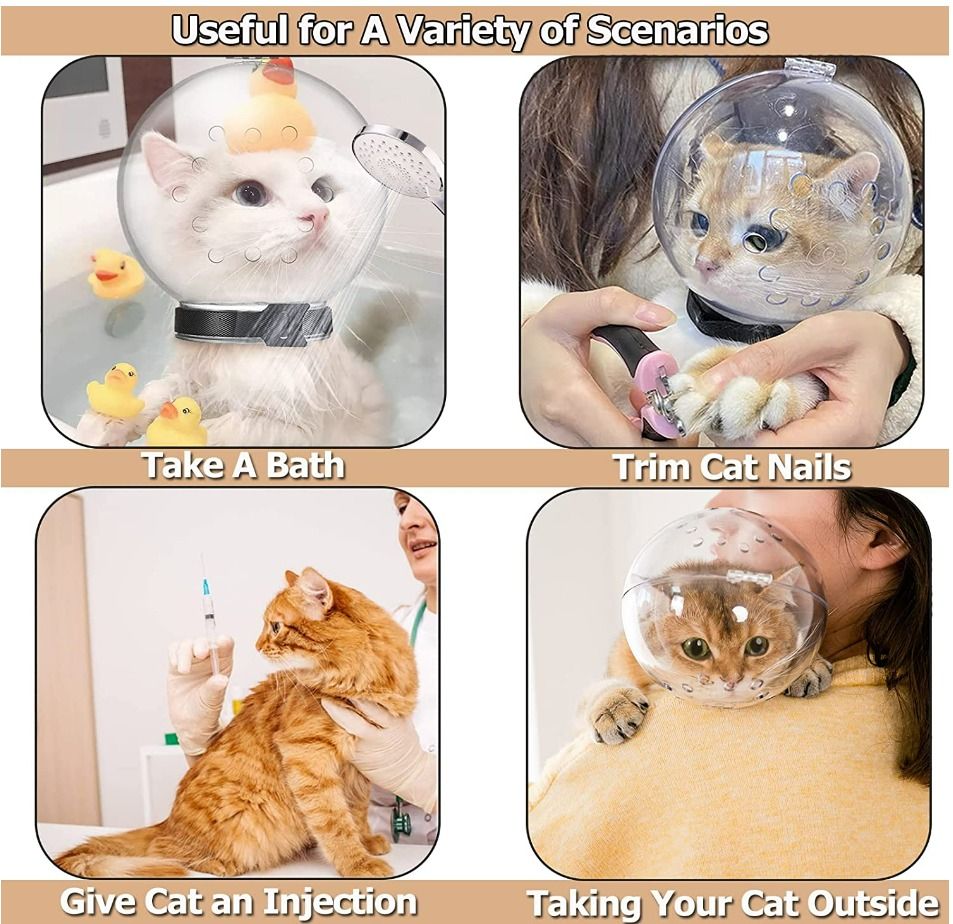 Cat Muzzle Cat Transparent Muzzle Breathable Cat Hood Adjustable Kitten ...