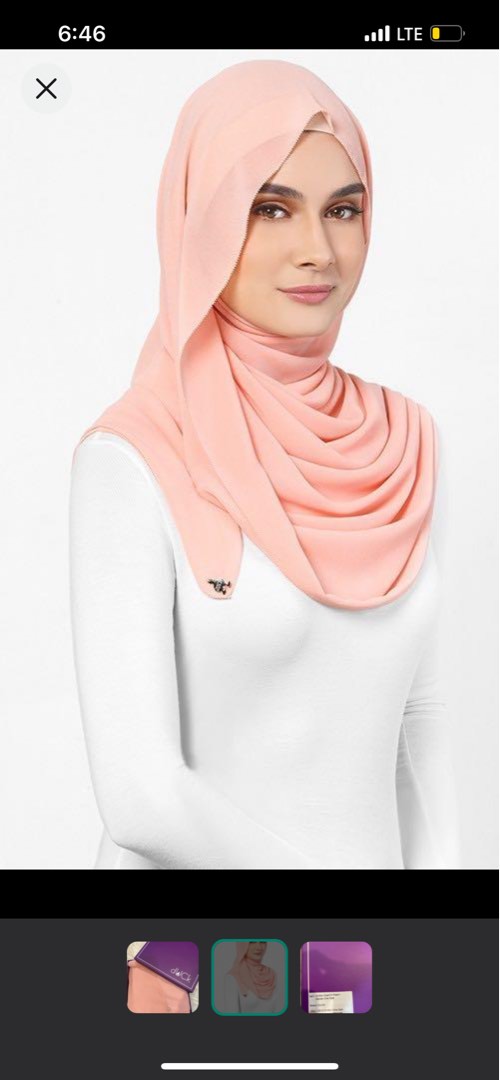 Chiffon Duck - Peach nectar, Women's Fashion, Muslimah Fashion, Hijabs ...
