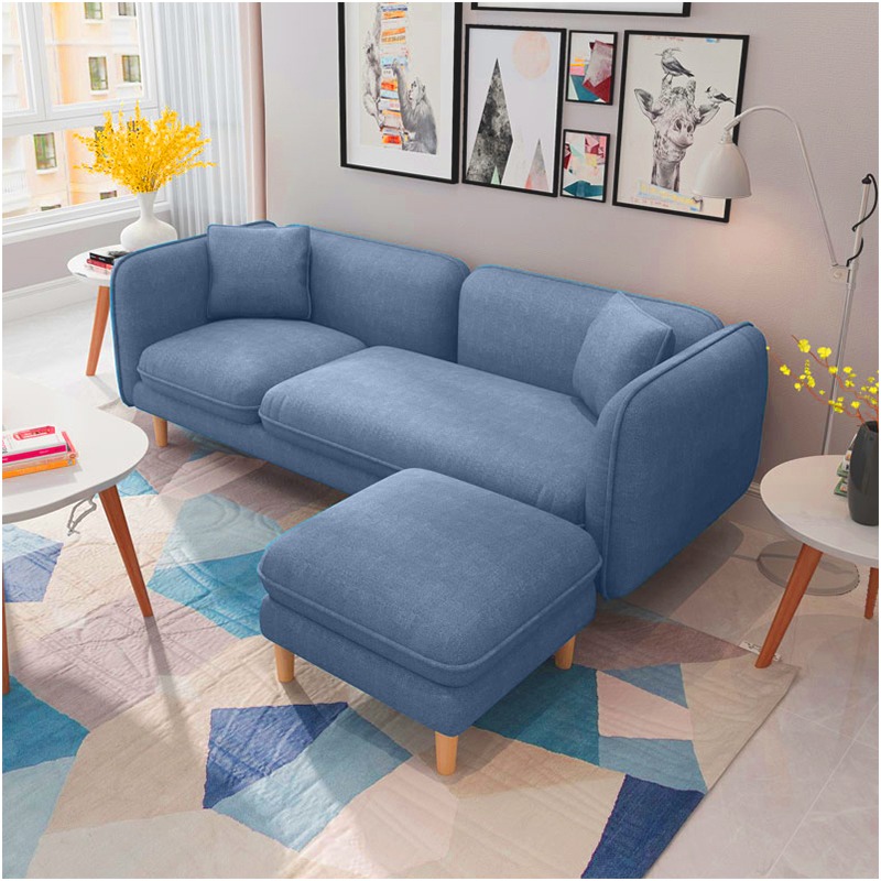 HF Cloth Sofa Minimalism Couch With Footstool, Furniture & Home Living ...