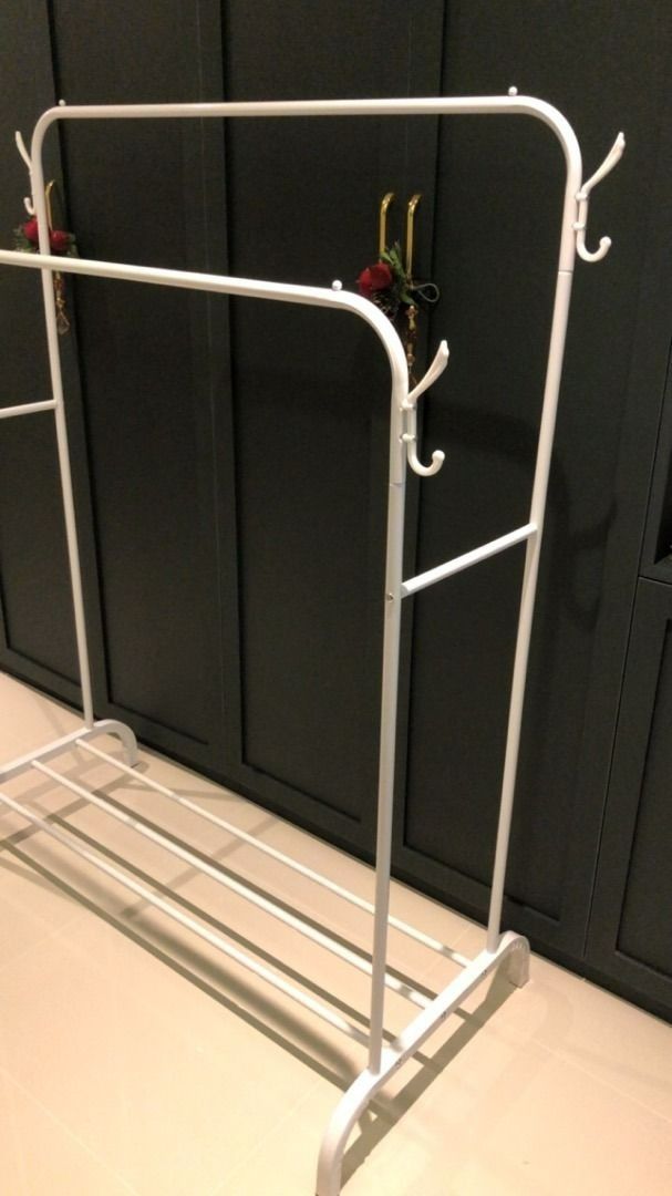 Double Pole Clothes Steel Rack, Furniture & Home Living, Furniture ...