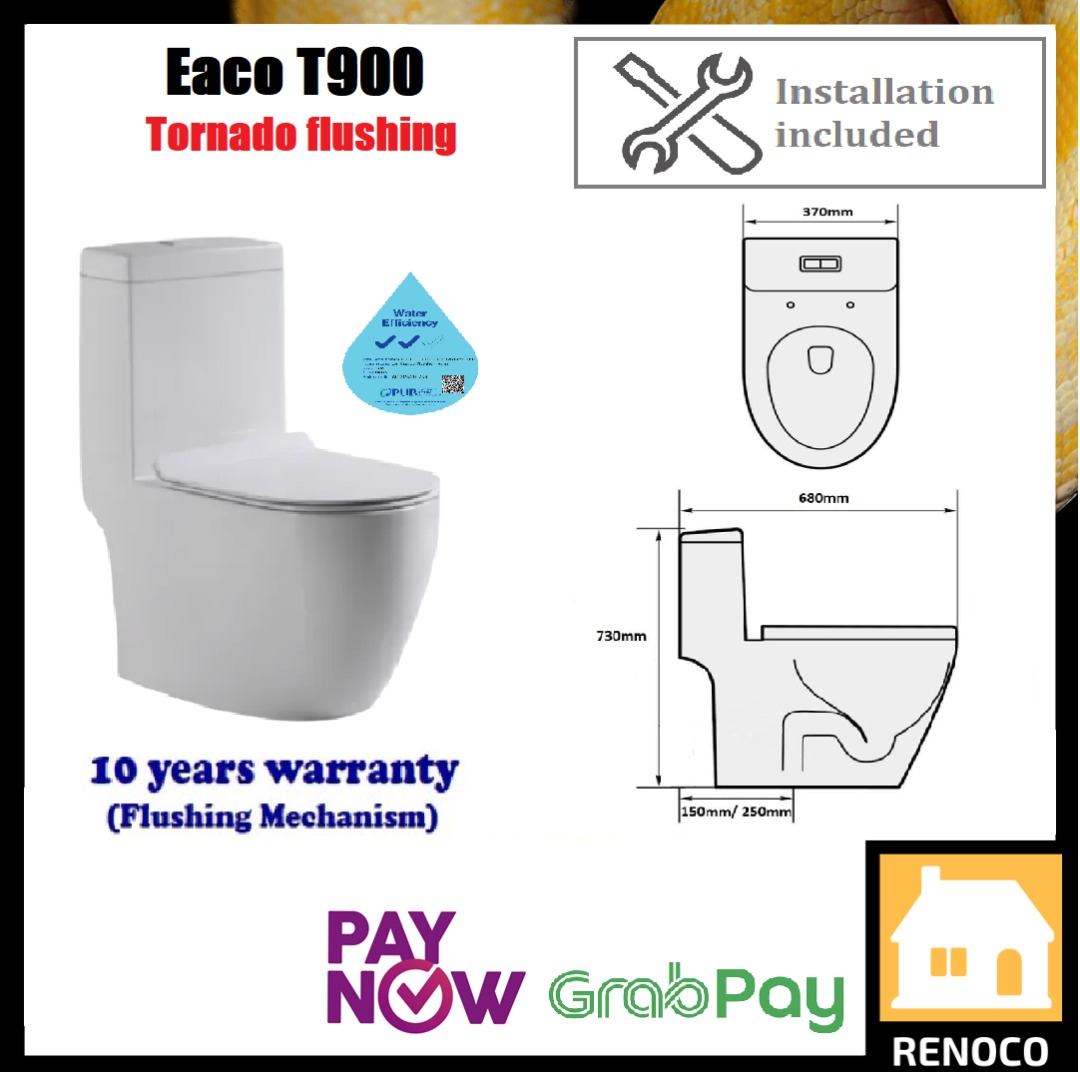 Eaco T900 Tornado flushing WC with free installation, Furniture & Home ...