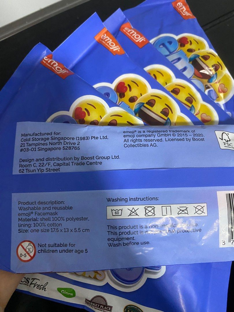 Emoji Cloth face masks, Health & Nutrition, Face Masks & Face Shields ...