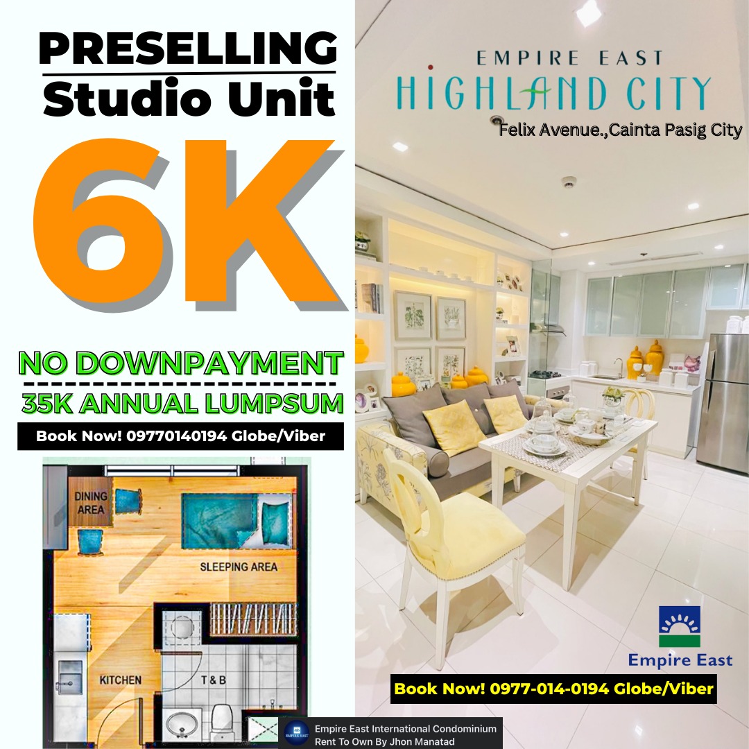 Executive Studio 6,000 Monthly, No Downpayment 15% Discount Empire East ...